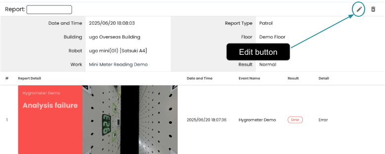 How to edit the meter readings and details on the report screen – ugo Support
