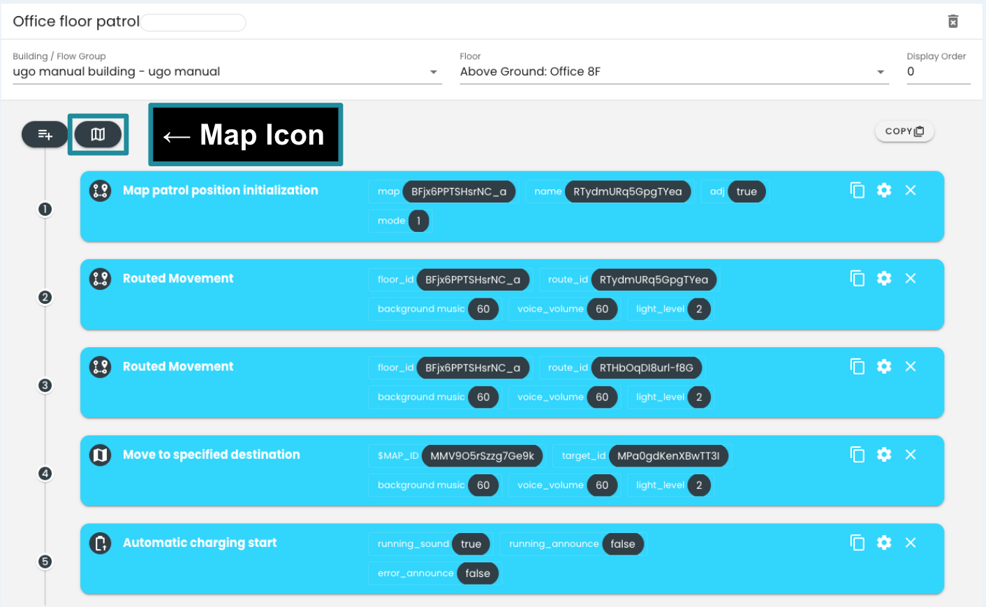 "Map display function" on the Flow editing screen – ugo Support